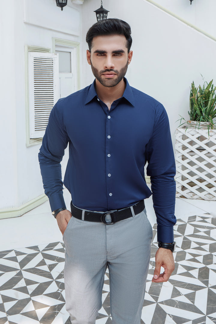 Royal indigo Plain Formal Shirt – Swaggy