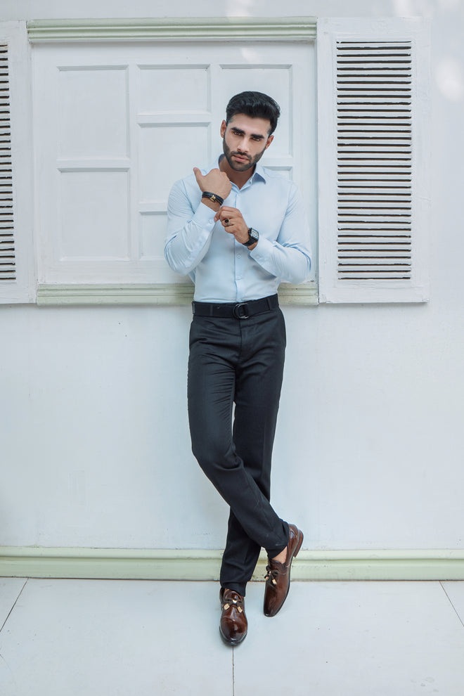 Celestial Blue Plain Formal Shirt – Swaggy